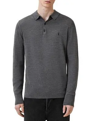 ALLSAINTS Mode Regular Fit Merino Wool Long Sleeve Polo Sweater - Monument Grey