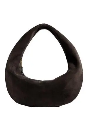 Khaite Khaite Medium Olivia Suede Hobo Bag Dark Brown