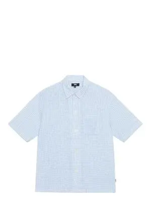StÜssy Boxy Flat Crinkled Hem Shirt - Blue Check