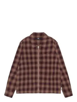 StÜssy Plaid Twisted Yarn Zip Shirt - Brown