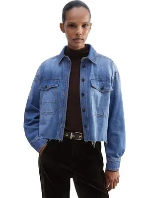 ME+EM Cut-Off Denim Shirt Mid Blue Denim