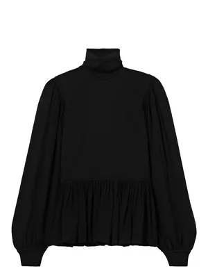 Ulla Johnson Liana Peplum Turtleneck Sweater - Black