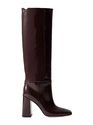 GIANVITO ROSSI Vanta 95 Patent-leather Knee Boots - Burgundy