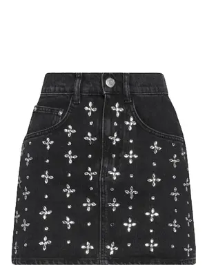 Maje Denim Pencil Skirt With Crystals - Black