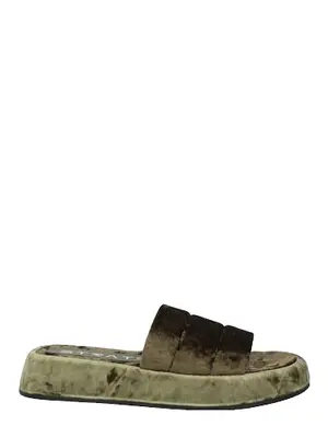 STRATEGIA Velvet Flatform Slide Sandals - Green