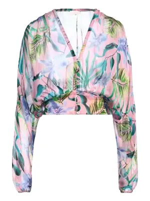 LIU •JO Floral-print Voile Crop Top - Pink