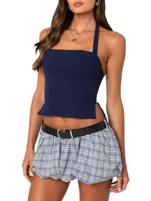 EDIKTED Dara Crop Halter Top - Navy