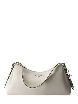 Prada Aimee Grain Leather Shoulder Bag Bianco