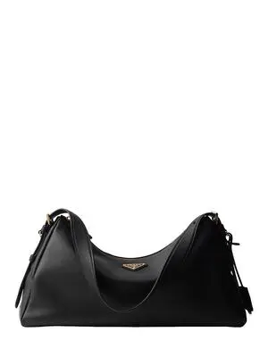 Prada Aimee Grain Leather Shoulder Bag Nero