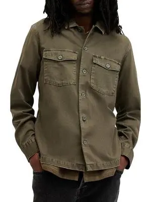 ALLSAINTS Spotter Cotton Denim Button-up Shirt Jacket - Cargo Green