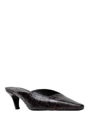 BLACK SUEDE STUDIO Logan Kitten Heel Mule - Dark Brown