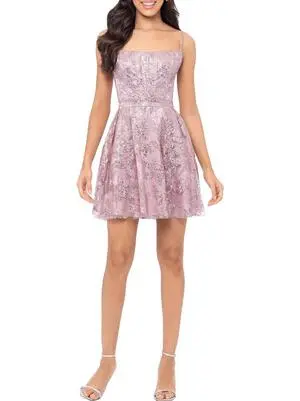 BLONDIE NITES Sequin Tulle Minidress - Rose
