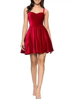 BLONDIE NITES Velvet Mini Dress - Red