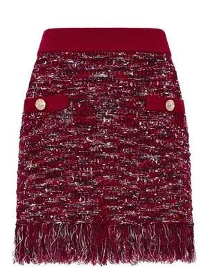 MILLY Kali Textured Knit Mini Skirt - Burgundy