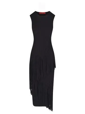 SIMONMILLER Spiral Knit Fringe Dress - Black