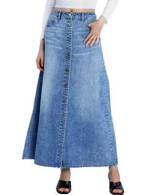 WASH LAB DENIM Maxi Skirt - Atlantic Blue