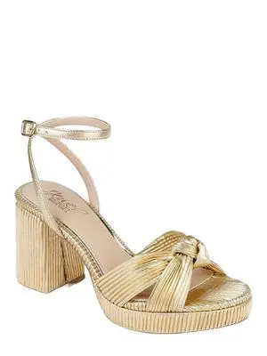 Badgley Mischka Tyler Ankle Strap Platform Sandal - Gold Fabric