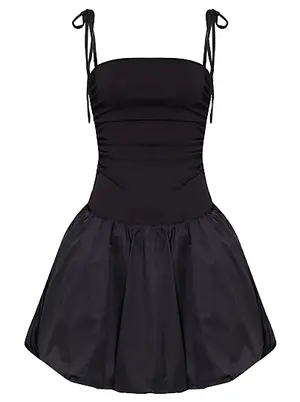 AMY LYNN Alexa Puffball Mini Dress - Black