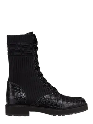 Fendi Ff Rockoko Biker Boot - Black
