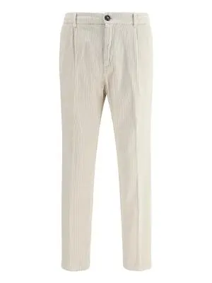 CRUNA Slim Cut Corduroy Pants White