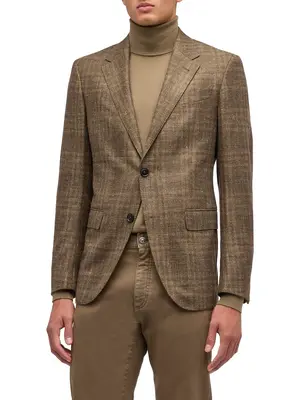 Zegna Wool-blend Plaid Sport Coat - Md Brw Ck