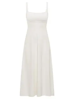 Scanlan Theodore CREPE KNIT SQUARE NECK DRESS Cream
