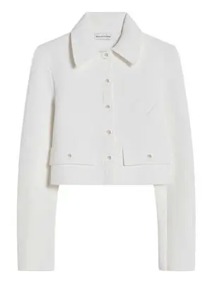 SCANLAN THEODORE CREPE KNIT CROP BUTTON JACKET