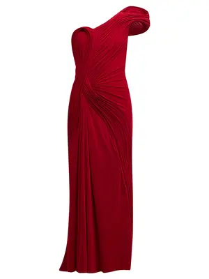 GAURAV GUPTA Gaurav Gupta Sculpted One-Shoulder Jersey Gown Red