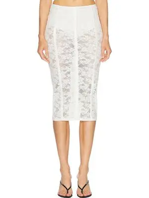 FLEUR DU MAL Le Stretch Lace Pencil Skirt - Ivory