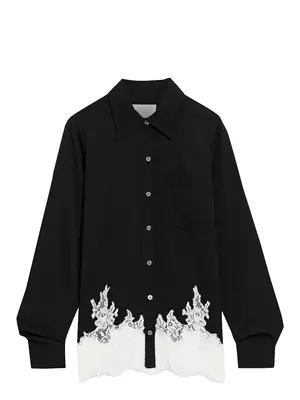 3.1 Phillip Lim Lace-trimmed Crepe Shirt - Black