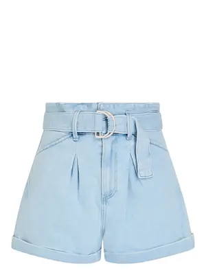 Paige Carly Belted Denim Shorts - Light Denim