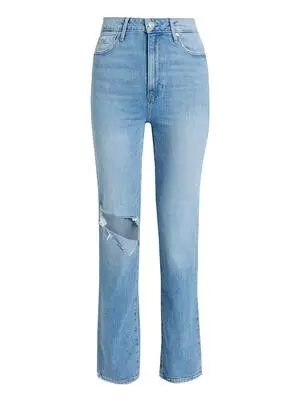 Paige Stella Distressed Straight-leg Jeans - Light Denim