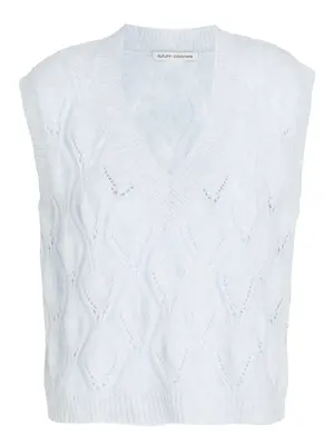 Autumn Cashmere Pointelle-knit Cashmere Vest - Light Blue