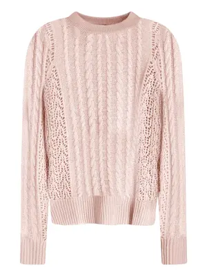 Autumn Cashmere Autumn Cashmere Cable-Knit Cashmere Sweater Pastel Pink