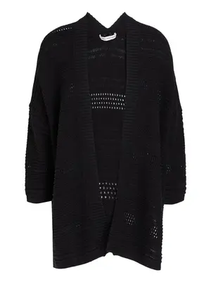 Autumn Cashmere Pointelle-knit Cotton Cardigan - Black