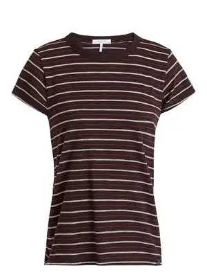 Rag & Bone Striped Pima Cotton-Jersey T-Shirt Chocolate