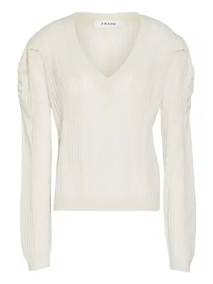 FRAME Pointelle-knit Cashmere Sweater - Ivory