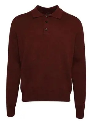 BODE Knitted Cashmere Polo Shirt Brown