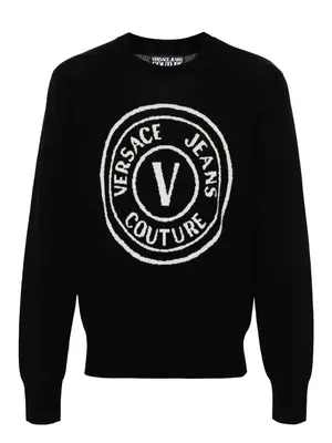 Versace V-emblem Wool Jumper - Black