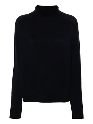 Eric Bompard Hammer-sleeve High-neck Sweater - Blue