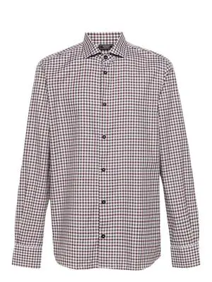 Peserico Gingham-check Shirt - Brown