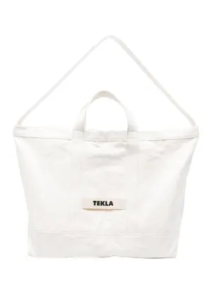 TEKLA Logo-embroidered Beach Bag - White
