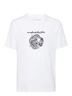 MAHARISHI Thar Dragon-embroidered T-shirt - White