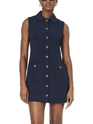 French Connection Azra Button-front Mini Dress - Marine