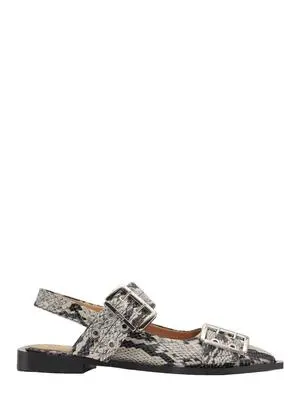 GANNI Snake-print Ballerina Flats - Neutrals