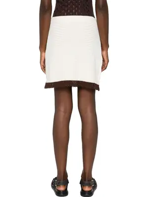 Miu Miu Logo-patch Crochet Miniskirt - Neutrals