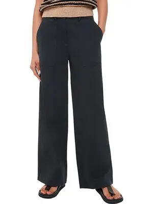Whistles Ruth Wide Leg Trousers - Washed Black