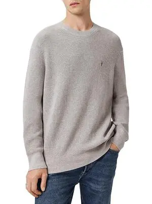 ALLSAINTS Crewneck Waffle Sweater - Cool Grey