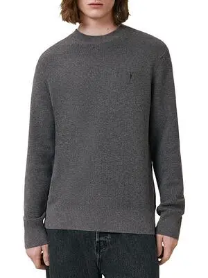 ALLSAINTS Crewneck Waffle Sweater - Monument Grey