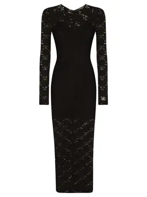Dolce & Gabbana Lace-panel Midi Dress - Black
